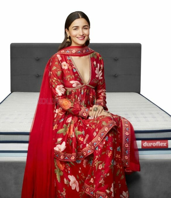 Actress Alia Bhatt In A Red Lehenga On A Duroflex Mattress Photo 01 ...