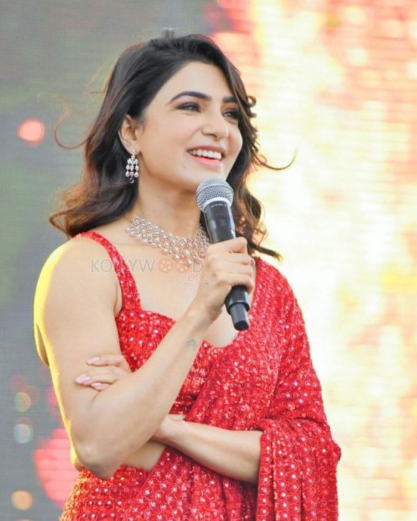 Actress Samantha Ruth Prabhu In A Red Sequin Saree Photos 04 (300482 ...