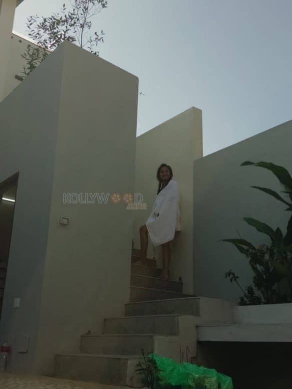 Sensual Anikha Surendran In A Two Piece Blue And White Striped Vacation ...