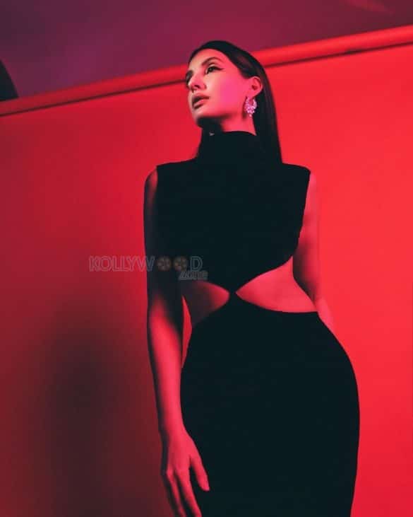 Sexy Nora Fatehi In A Velvet Front Cut Out Dress For Principle Magazine ...