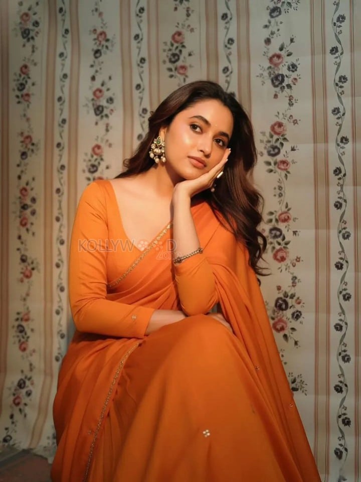 Made In Korea Actress Priyanka Mohan In An Orange Saree With ...