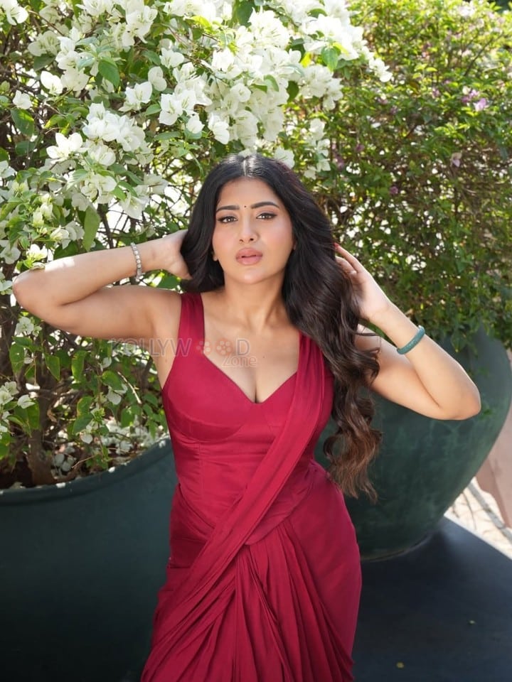 3 Roses Actress Rashi Singh In A Red Corset Style Blouse With A Red Pre ...