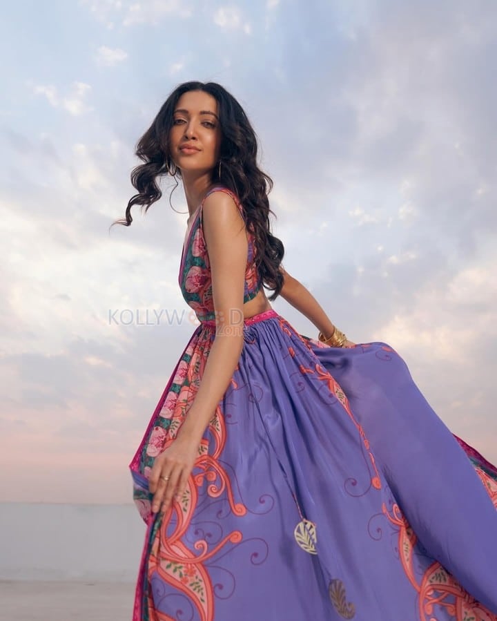 Alluring Neha Shetty In A Purple And Red Floral Mini Dress Pictures 02 ...