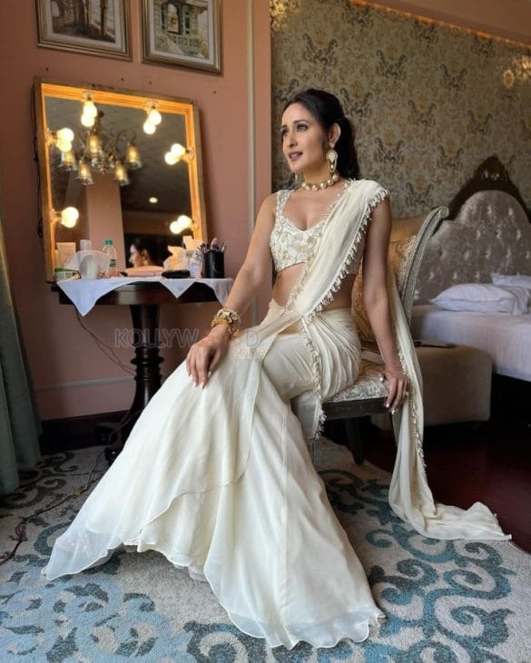 Khel Khel Mein Actress Pragya Jaiswal Cleavage In A White Saree ...
