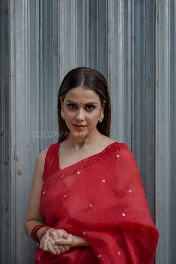 Actress Genelia Deshmukh In A Red Saree Photos 03 (246210) | Kollywood Zone