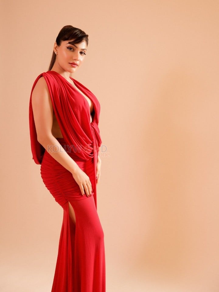 Wild Wild Punjab Actress Ishita Raj In A Red Draped Maxi Gown With A ...